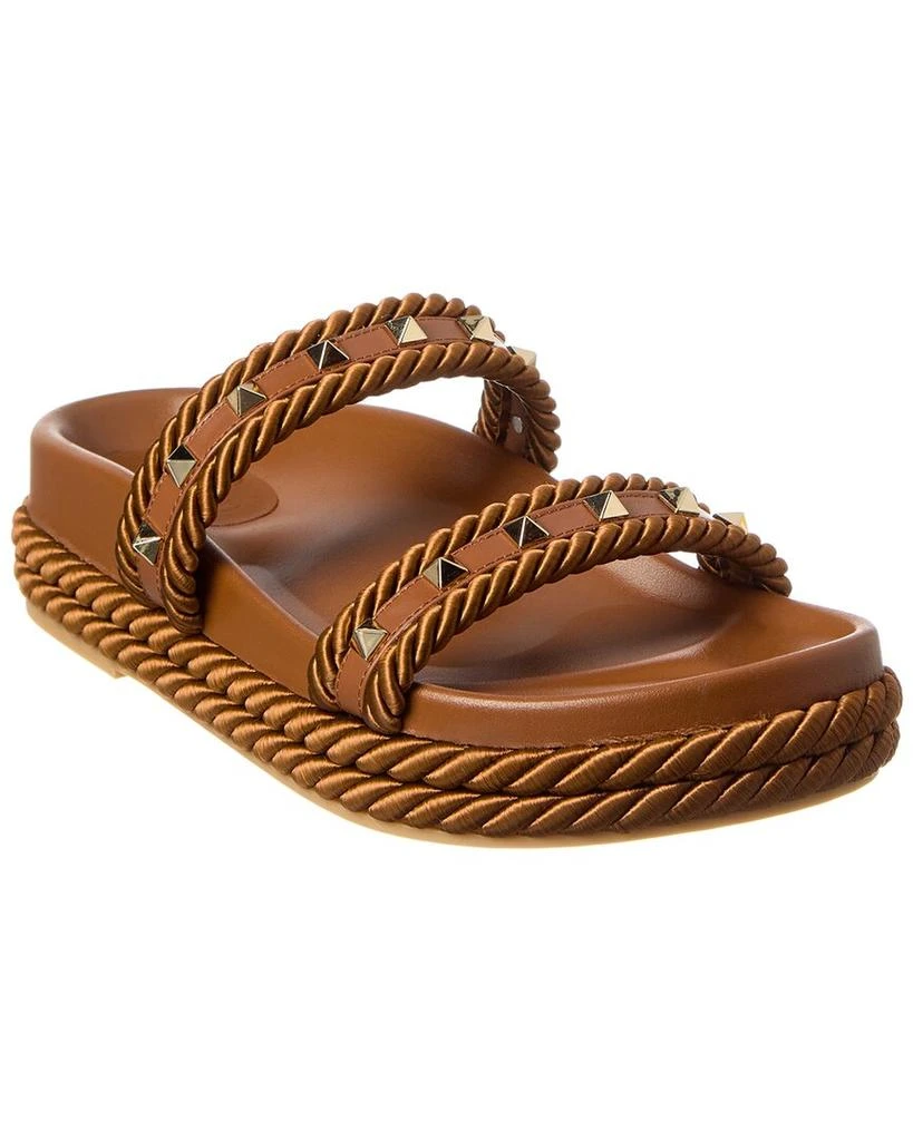 Valentino Rockstud Rope & Leather Espadrille - Wedge Sandals - Free ...