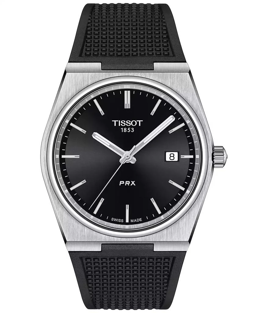 Tissot Men's Swiss PRX Black Rubber Strap Watch 40mm - Men's Quartz ...