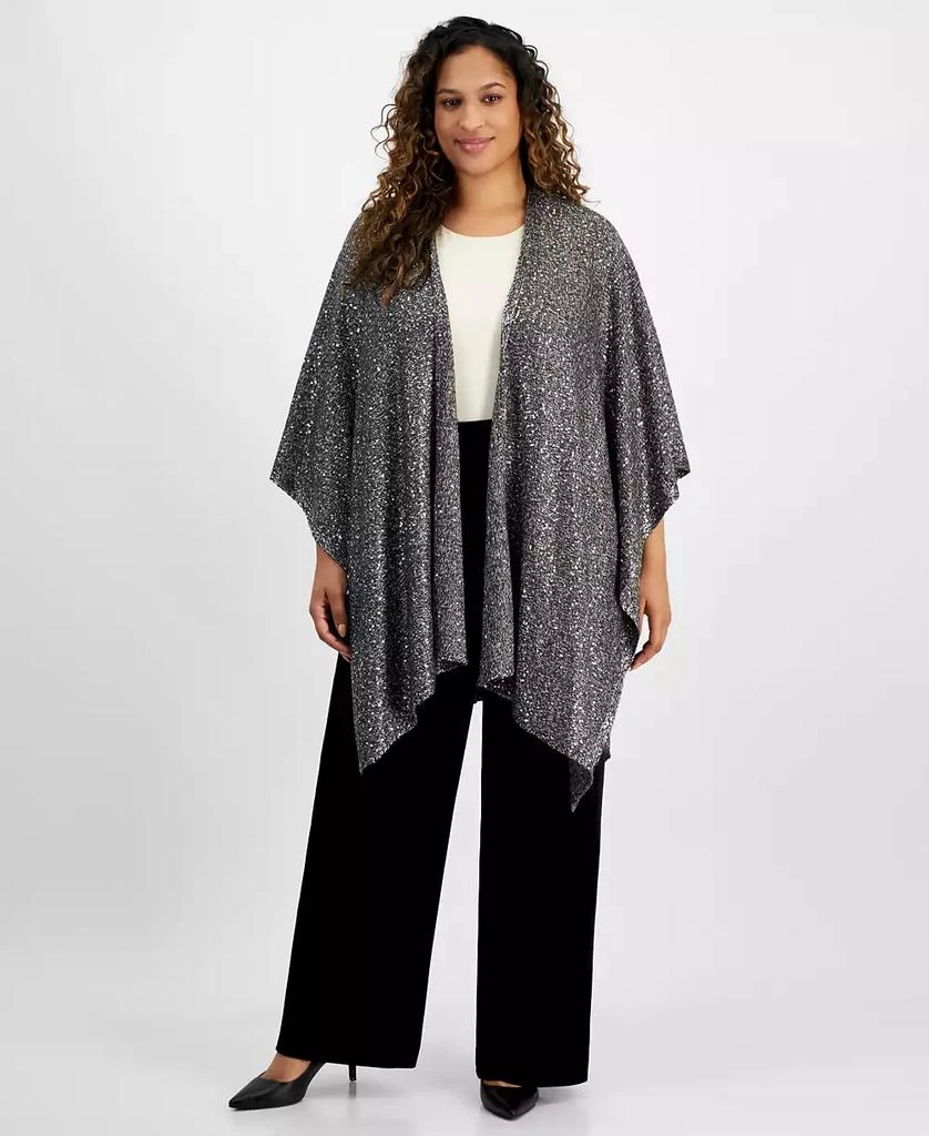 Anne Klein Plus Size Sequined Knit Open-Front Cape, Created for Macy's ...