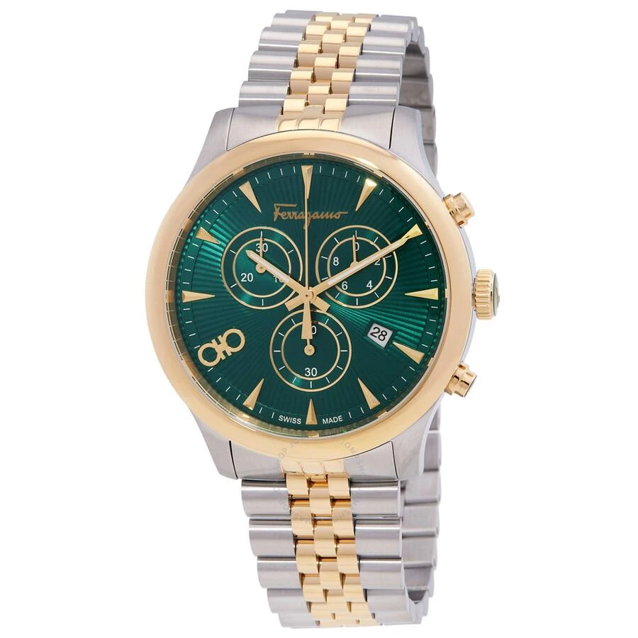 Salvatore Ferragamo Duo Chronograph Quartz Green Dial Men's Watch ...