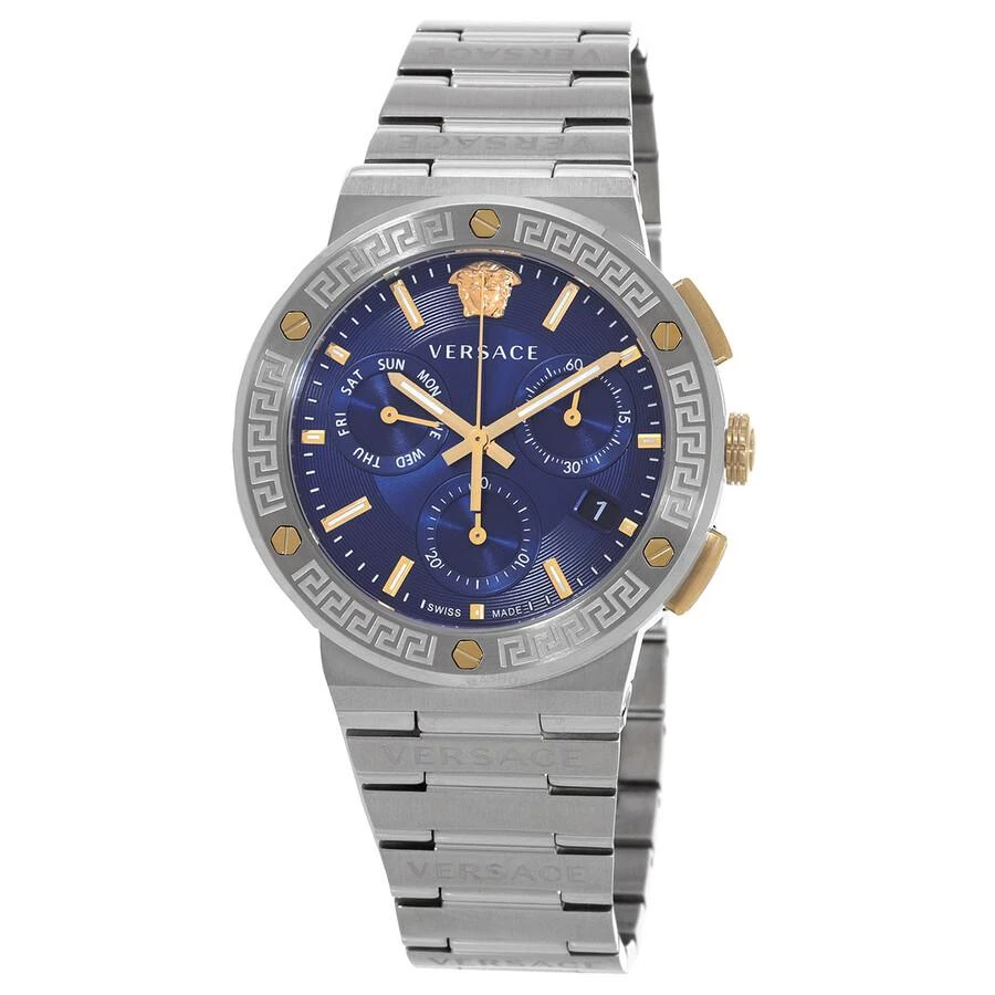 Versace Greca Logo Chronograph Quartz Blue Dial Men's Watch VEZ900221 ...