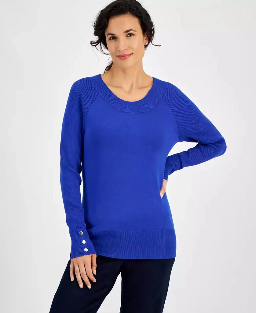 JM Collection Women's Rib-Knit Raglan-Sleeve Sweater, Created for Macy ...