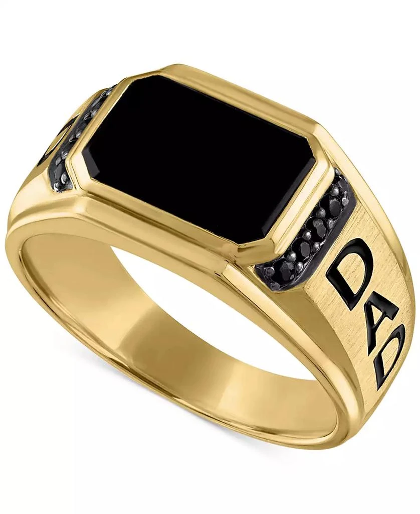 Macy's Men's Onyx & Black Spinel DAD Ring, Created for Macy's - Jewelry ...