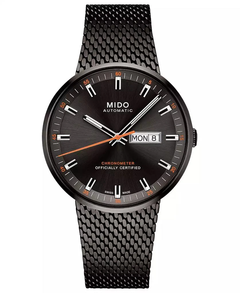 Mido Men's Swiss Automatic Commander II Cosc Black PVD Stainless Steel Bracelet Watch 42mm - Men ...