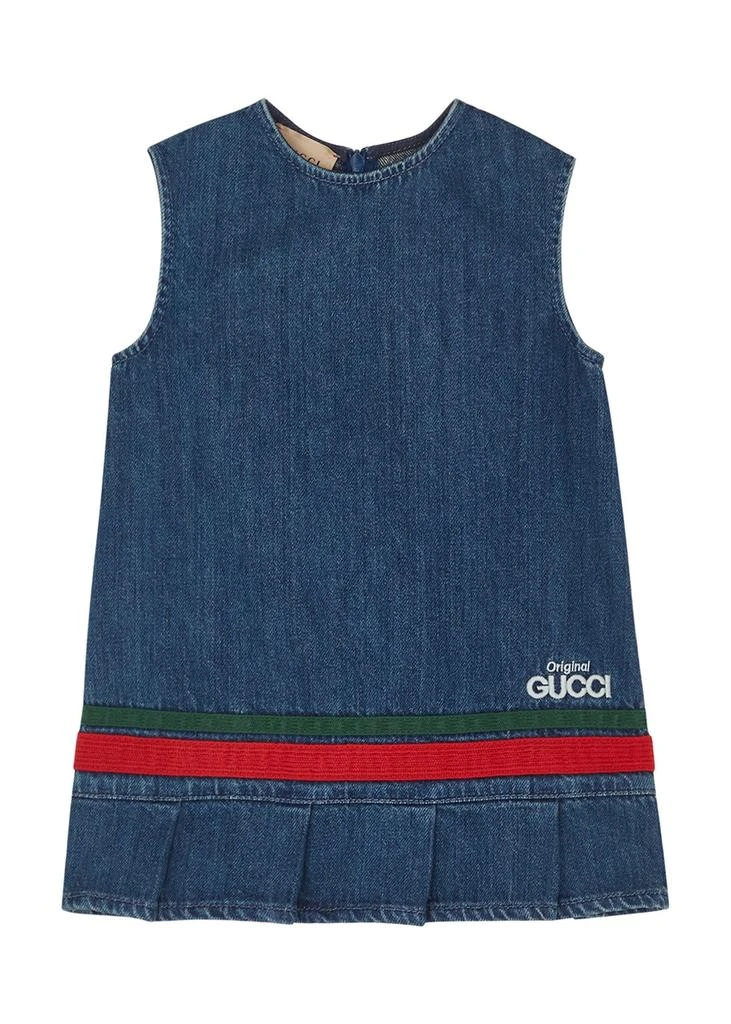 Gucci KIDS Logo-embroidered denim dress - Baby Clothing - BeyondStyle