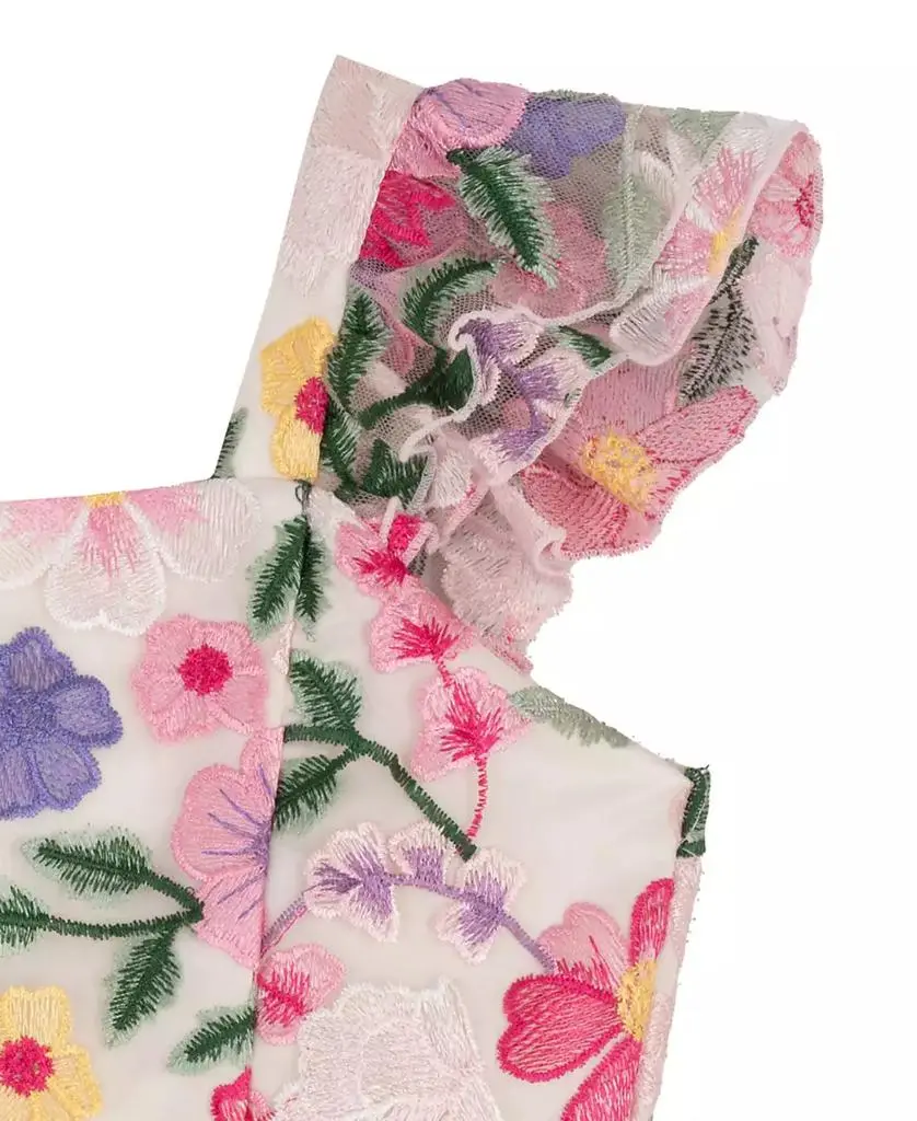 Rare Editions Girls' 7-16 Floral Embroidered Square Neck Dress - Baby ...
