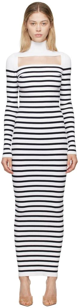 Jean Paul Gaultier White & Navy 'The Knit Marinière' Maxi Dress ...