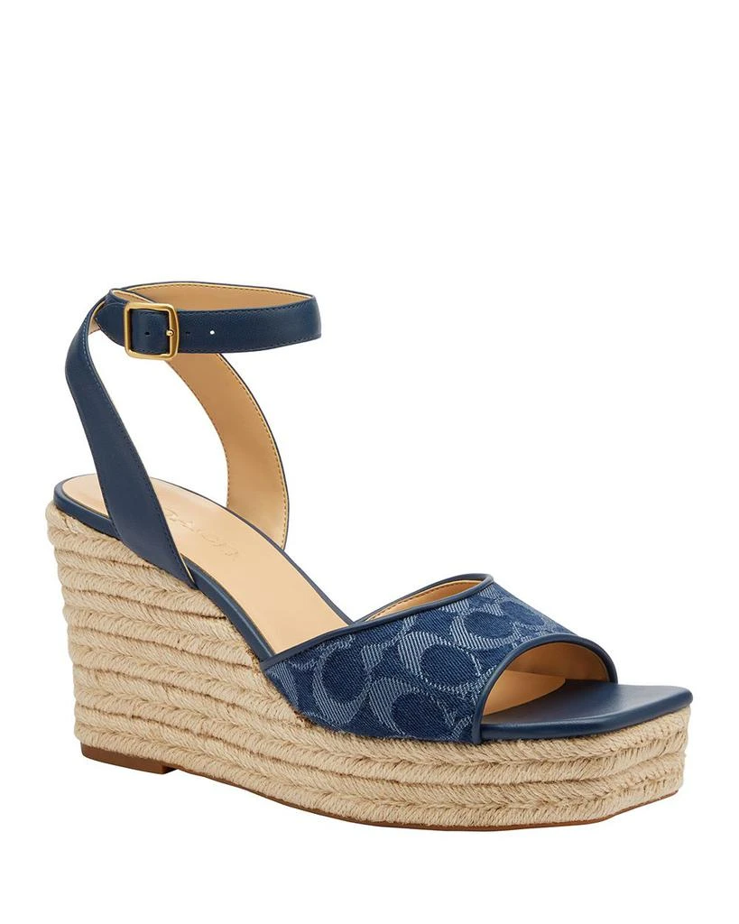 COACH Women's Signature C Denim Espadrille Wedge Sandals - Sandals ...