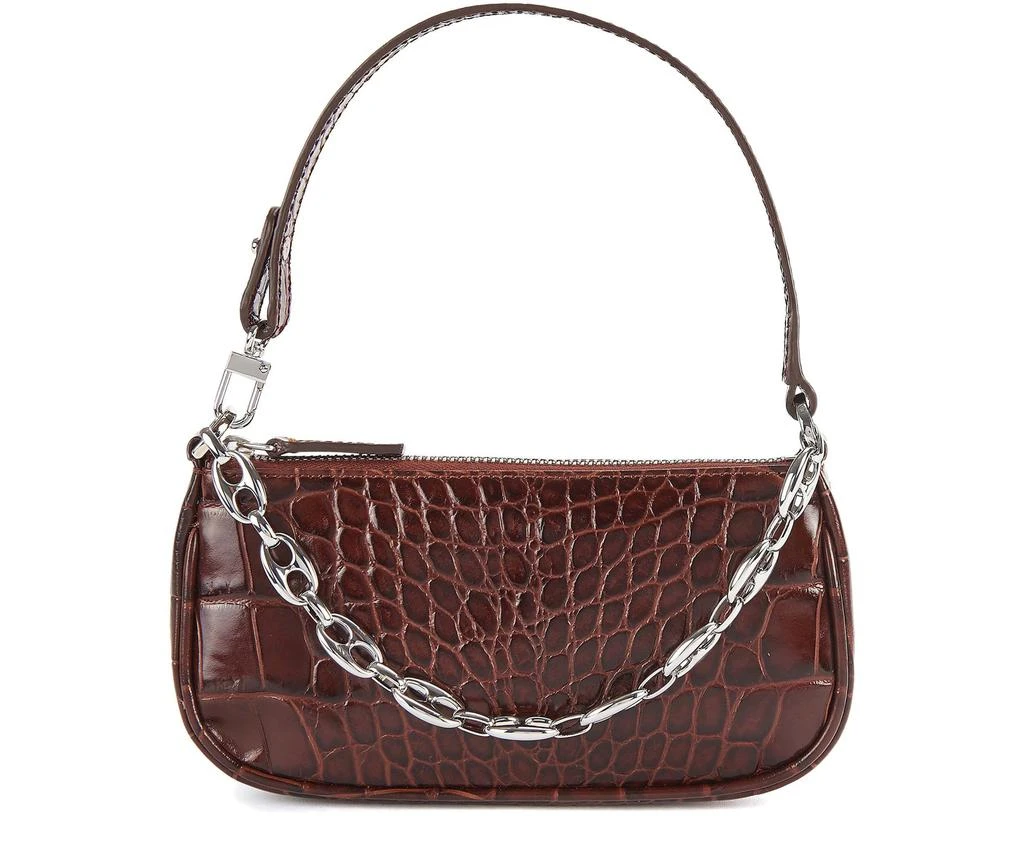 BY FAR Mini Rachel bag in crocodile embossed leather - Handbags ...