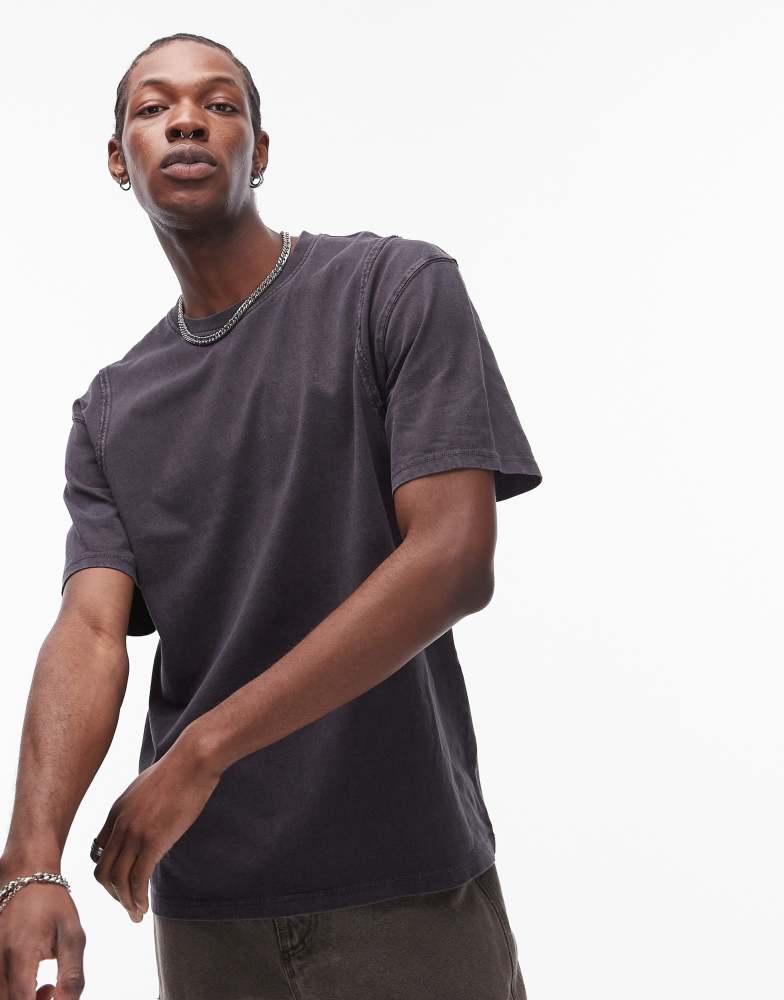 Topman Topman oversized fit washed t shirt with seam detail in washed black T Shirts BeyondStyle