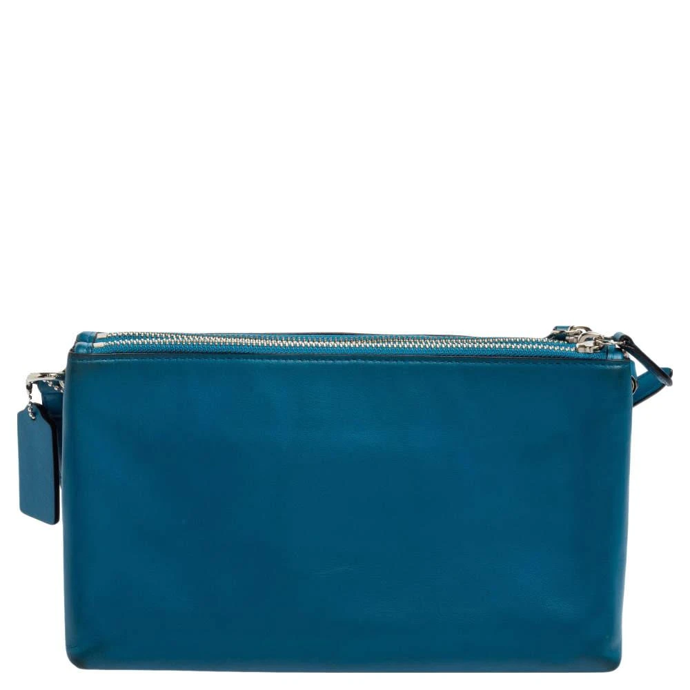 Coach Coach Teal Blue Leather Crosby Double Zip Crossbody Bag ...