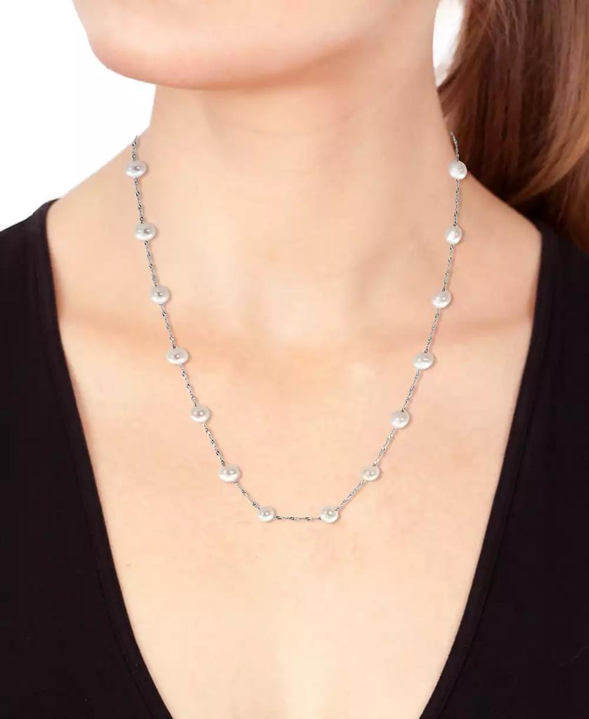 EFFY Cultured Freshwater Pearl Station 18 Necklace in 14k Gold 5 1 2mm White Gold 18 inch