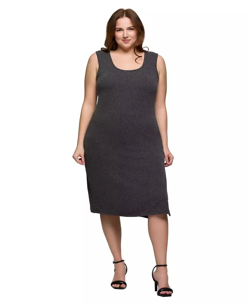 24seven Comfort Apparel Plus Size Fitted Sleeveless Side Slit Midi ...