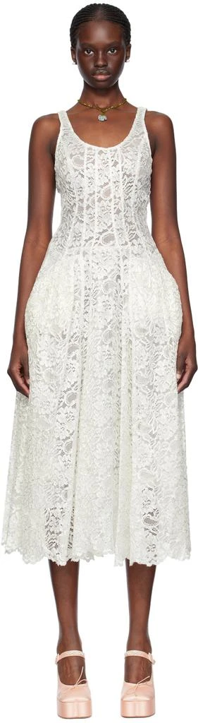 Simone Rocha White & Silver Sculpted Maxi Dress - Dresses & Skirts ...