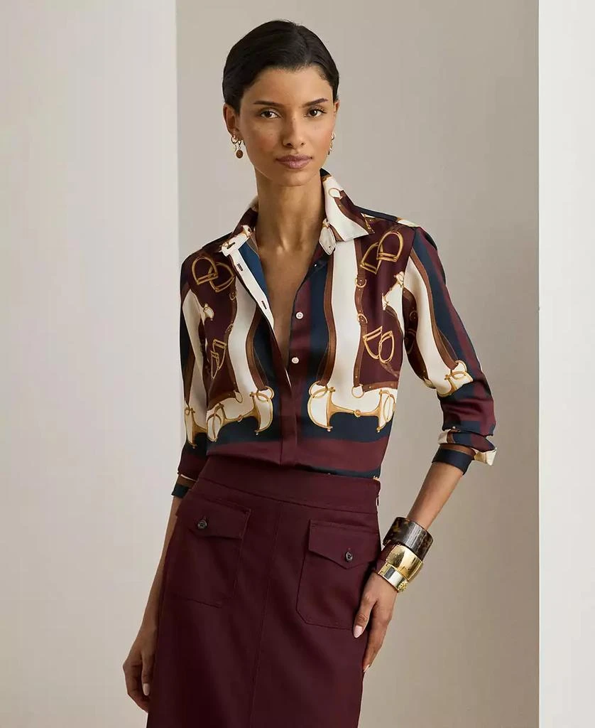 Shop Women's Kristy Equestrian Print Button Front Shirt on Sale at ...