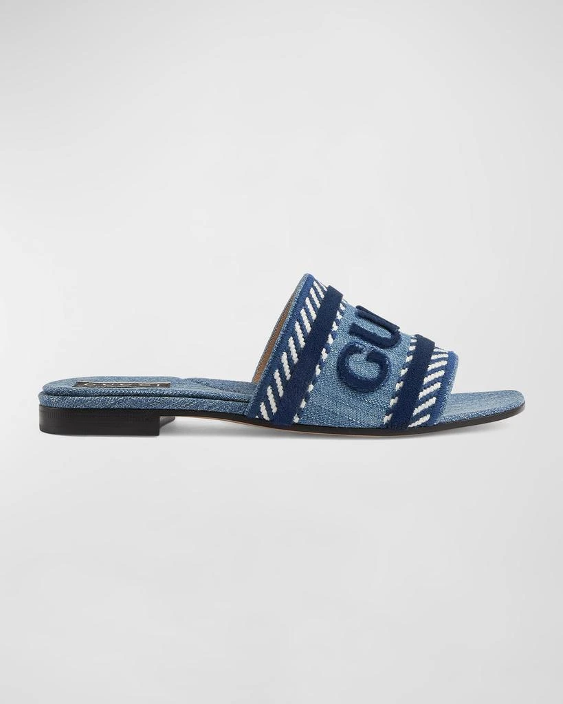 Gucci Jane Logo Denim Slide Sandals - Slippers - Free Shipping ...