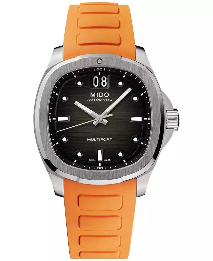 Mido Men's Swiss Automatic Multifort Orange Rubber Strap Watch 41mm ...