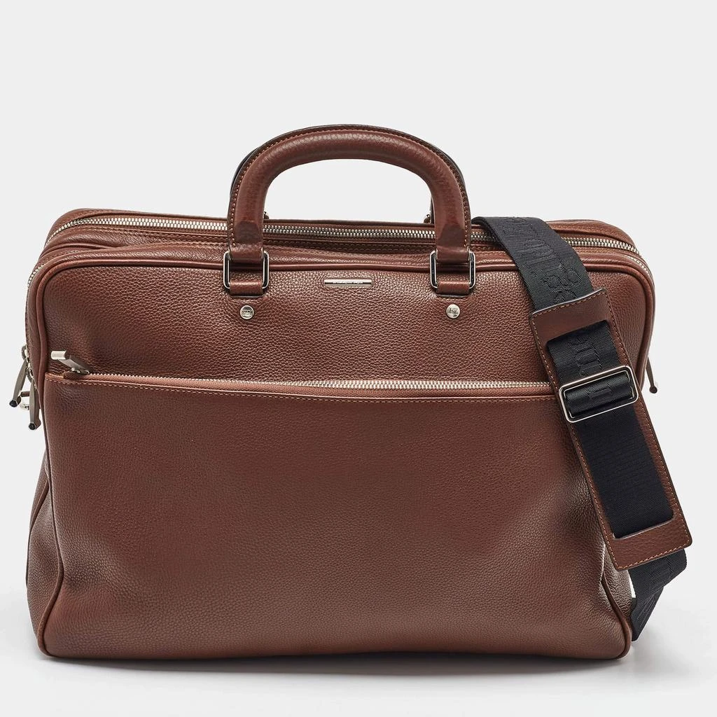 Ermenegildo Zegna Ermenegildo Zegna Dark Brown Leather Briefcase ...