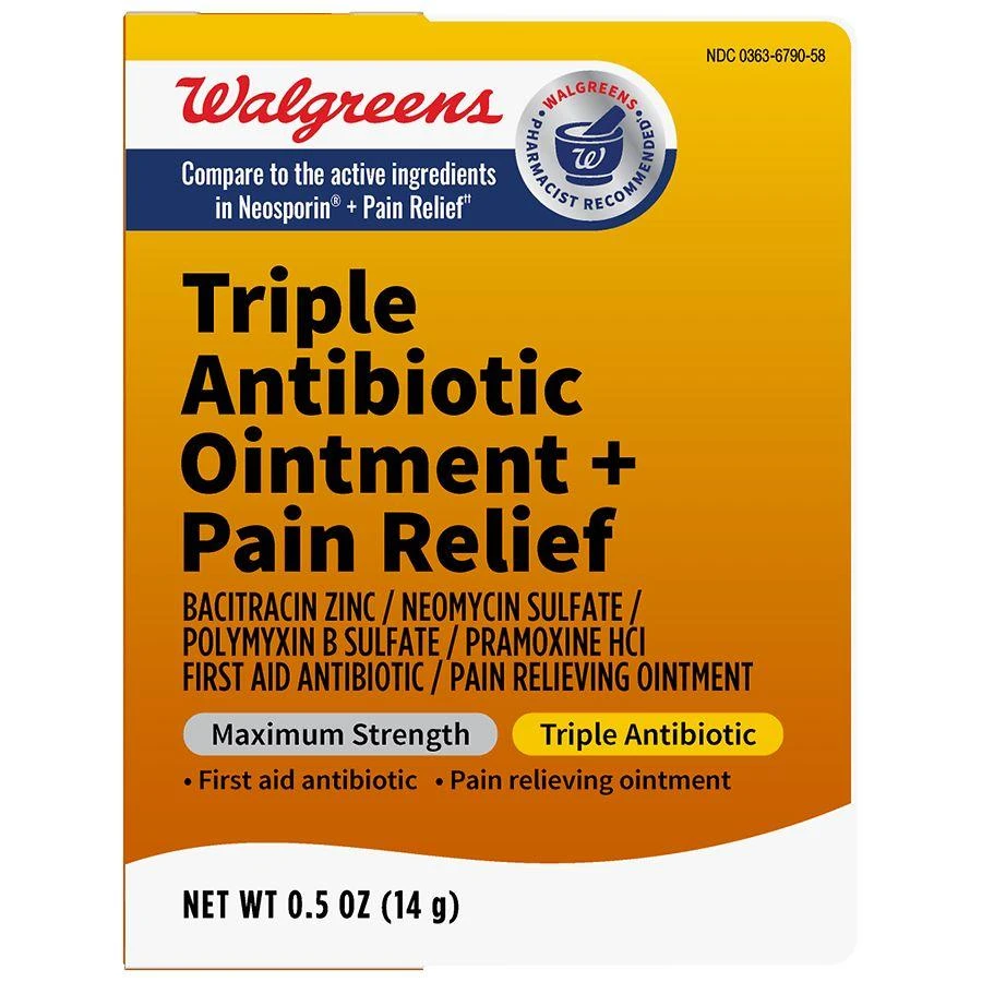 Walgreens Maximum Strength First Aid Triple Antibiotic Pain Relieving ...