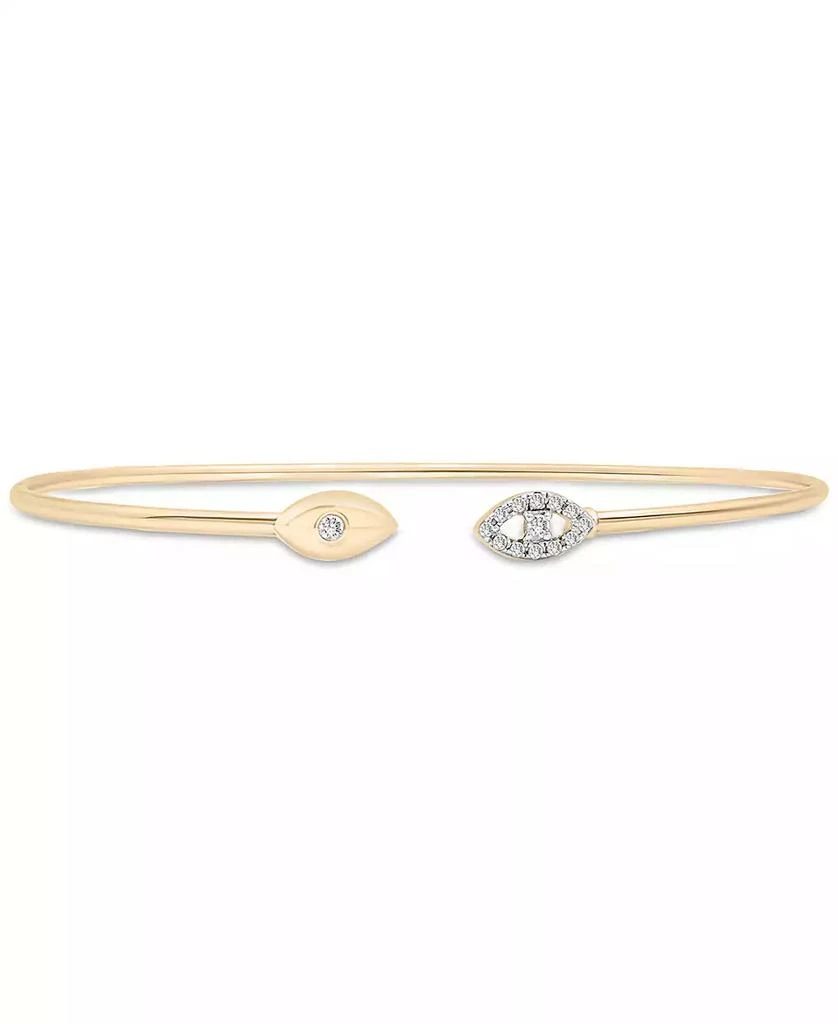 Wrapped Diamond Evil Eye Wire Cuff Bangle Bracelet (1/10 ct. t.w.) in ...