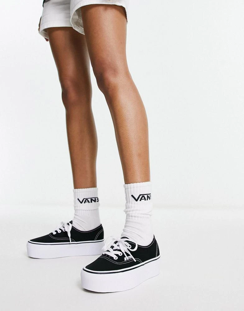 Vans Authentic Stackform Platform trainers in black and white – On Sale ...
