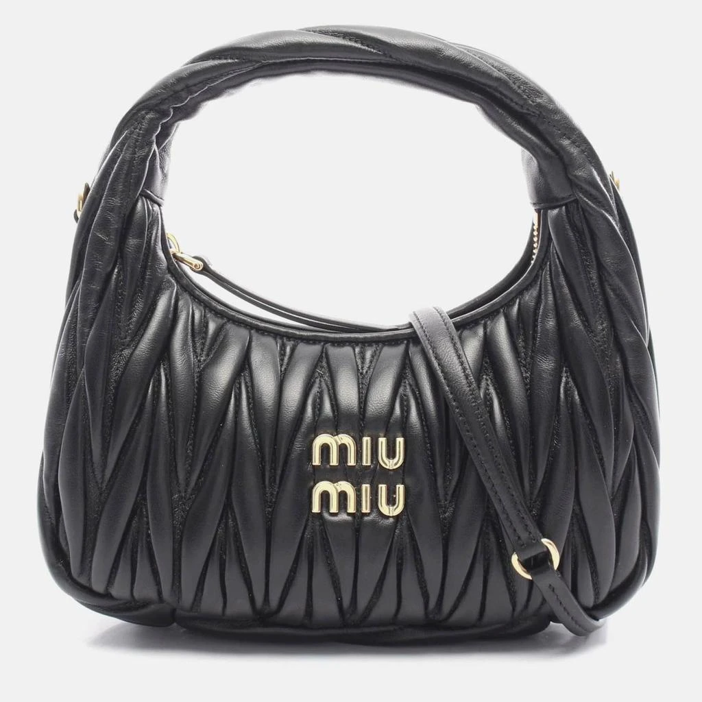 Shop Miu Miu Miu Wonder Matelasse Black Leather Hobo Bag on Sale at ...