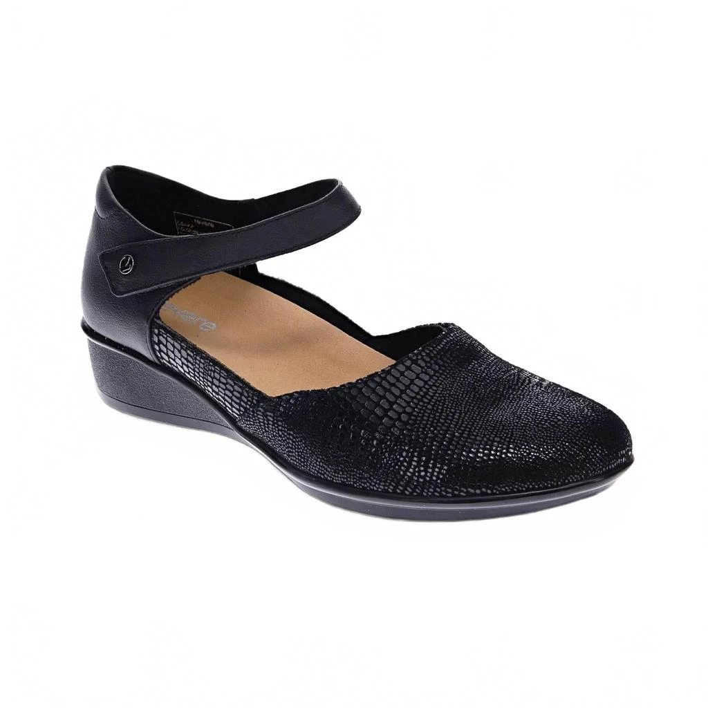 revere Women's Osaka Mary Jane Shoes In Black Lizard - Wedge Sandals ...