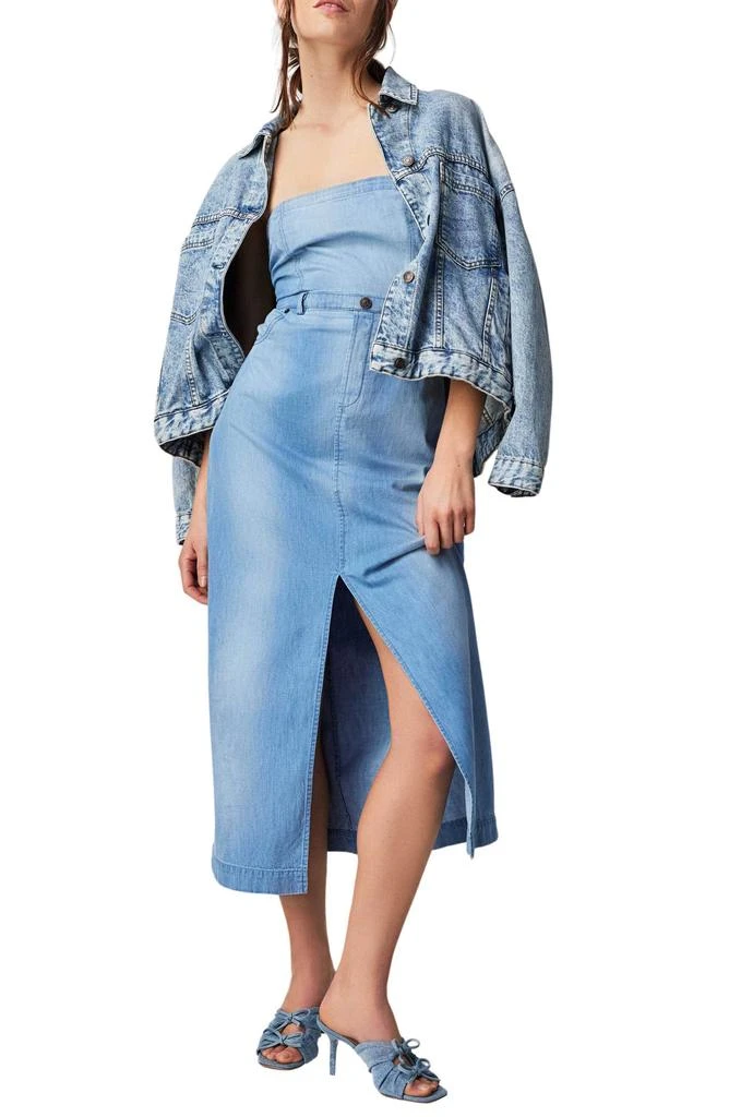 Free People Strapless Denim Midi Dress - Dresses & Skirts - BeyondStyle