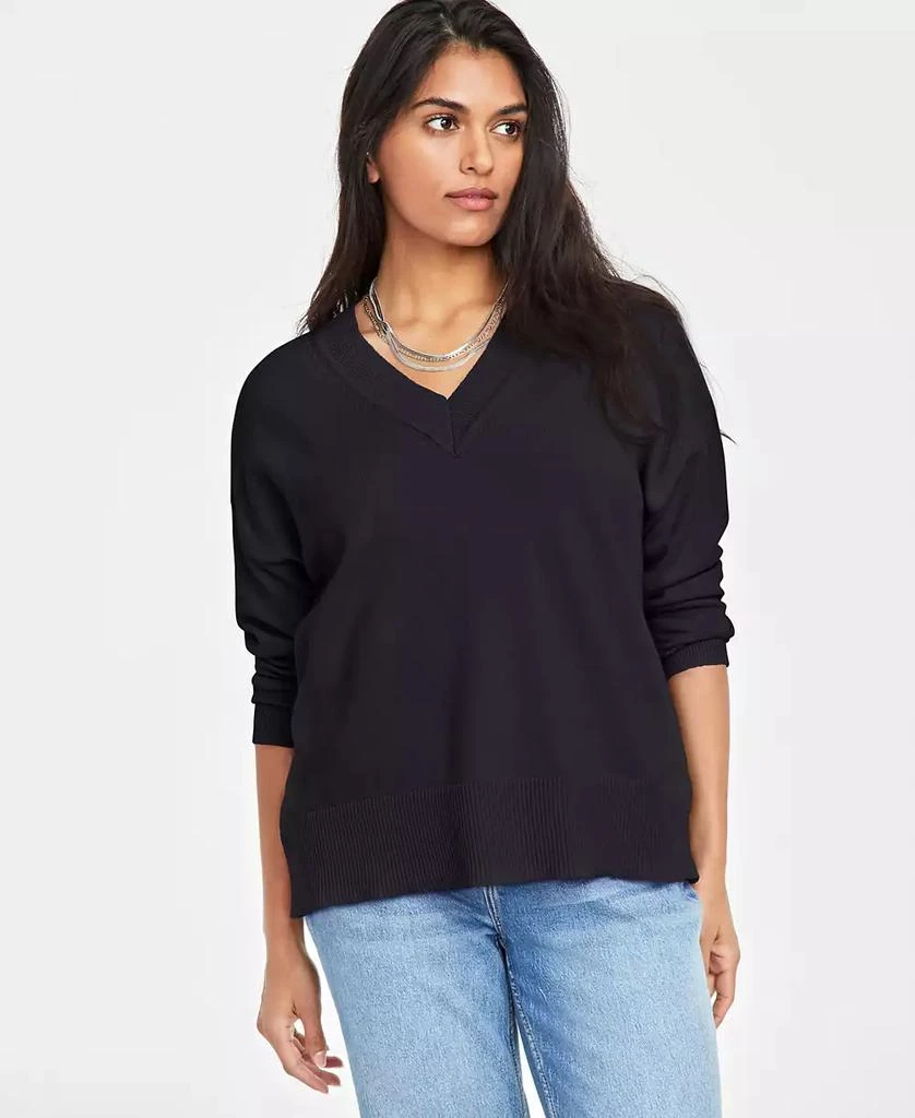 Women's V-Neck Dropped-Shoulder Sweater, Created for Macy's – On Sale ...