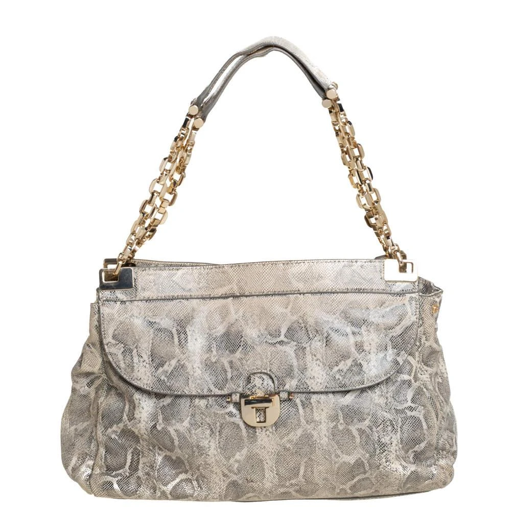 Tory Burch Tory Burch Cream Python Embossed Leather Simon Shoulder Bag ...