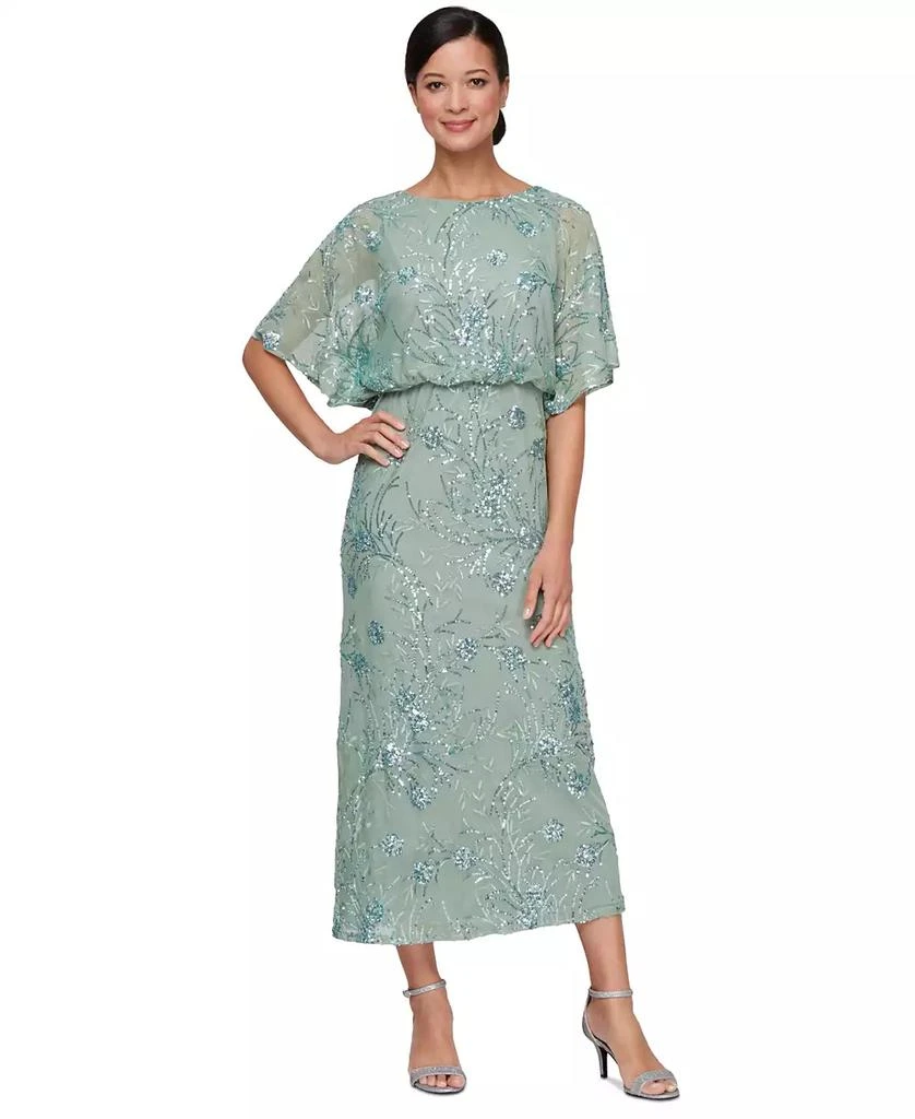 SL Fashions Women's Sequined Blouson Midi Dress - Dresses & Skirts ...