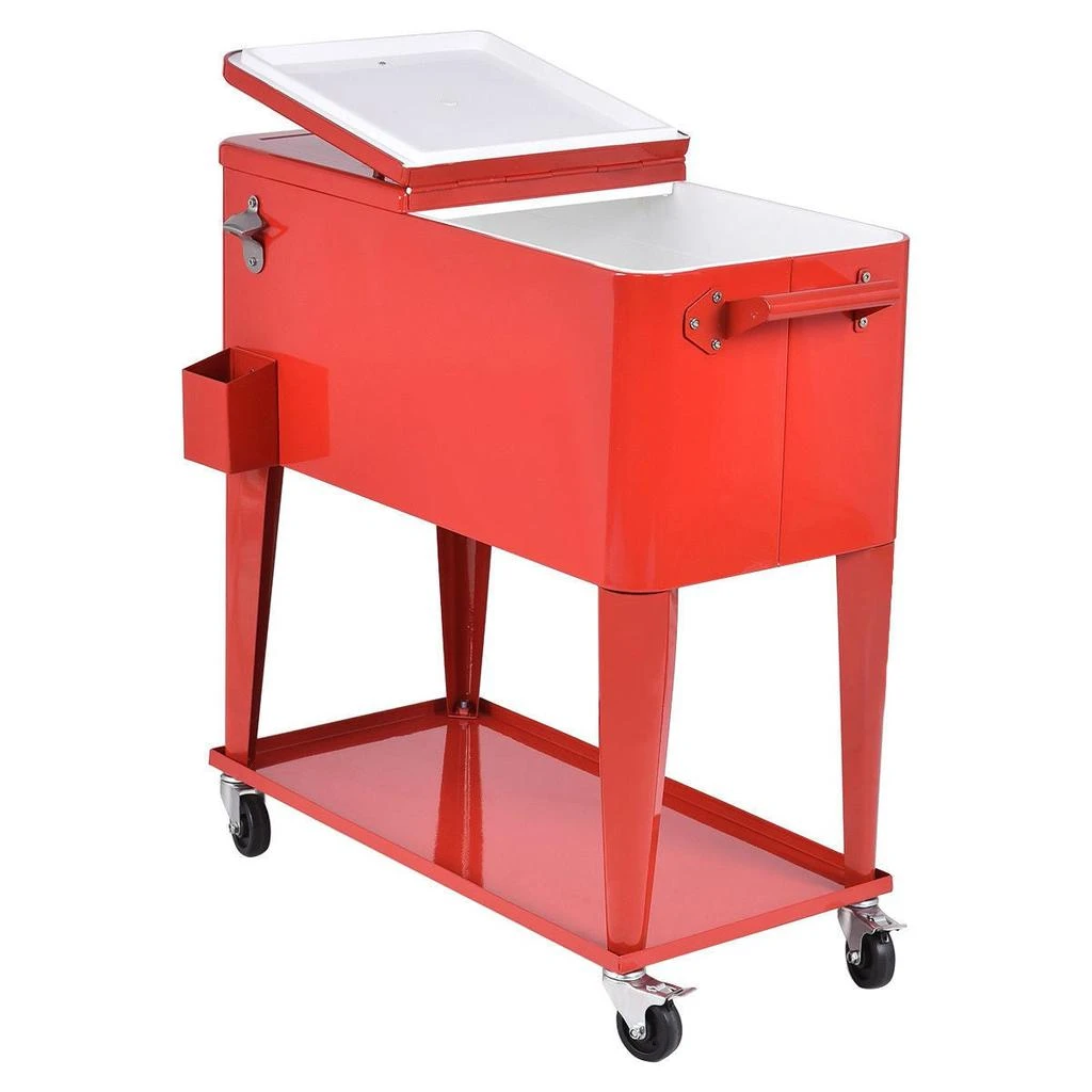 QuikFurn 80 Quart Red Sturdy Rolling Steel Construction Cooler - Free ...