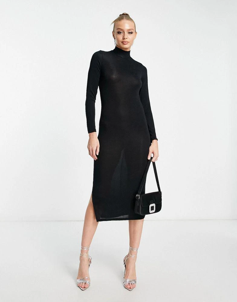 Monki Monki roll neck midi dress in black - Dresses & Skirts - BeyondStyle