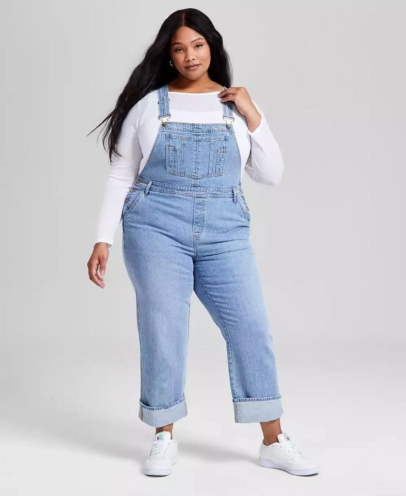 And Now This Plus Size Cuffed Denim Overalls, Exclusively at Macy's ...