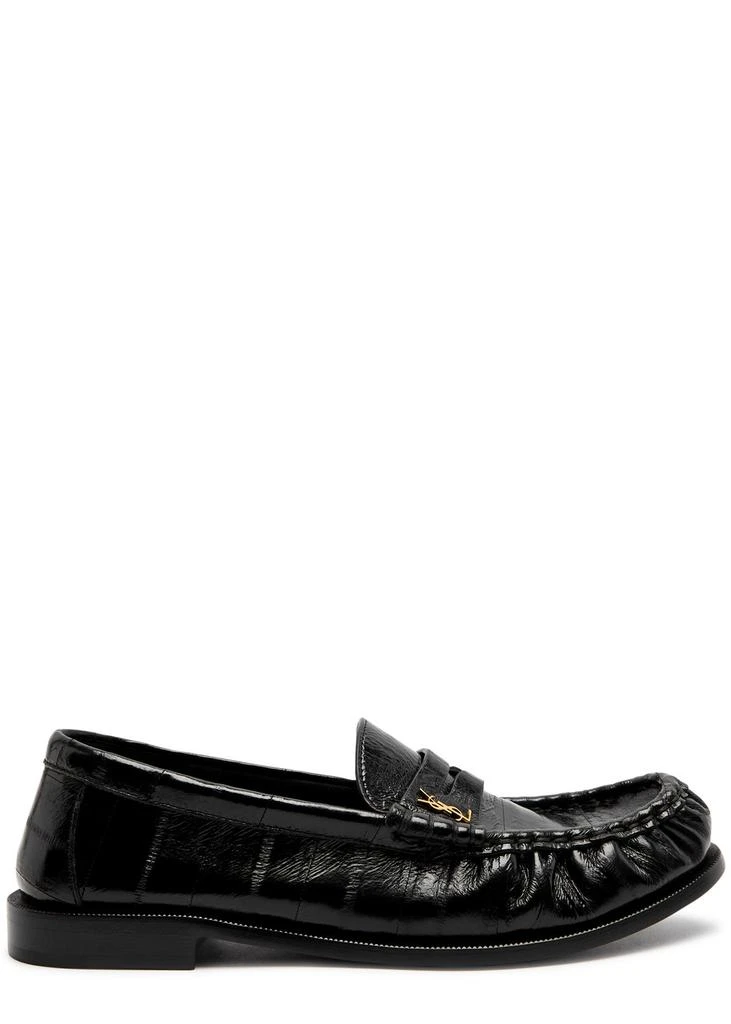 Yves Saint Laurent Logo glossed leather loafers - Shoes - BeyondStyle