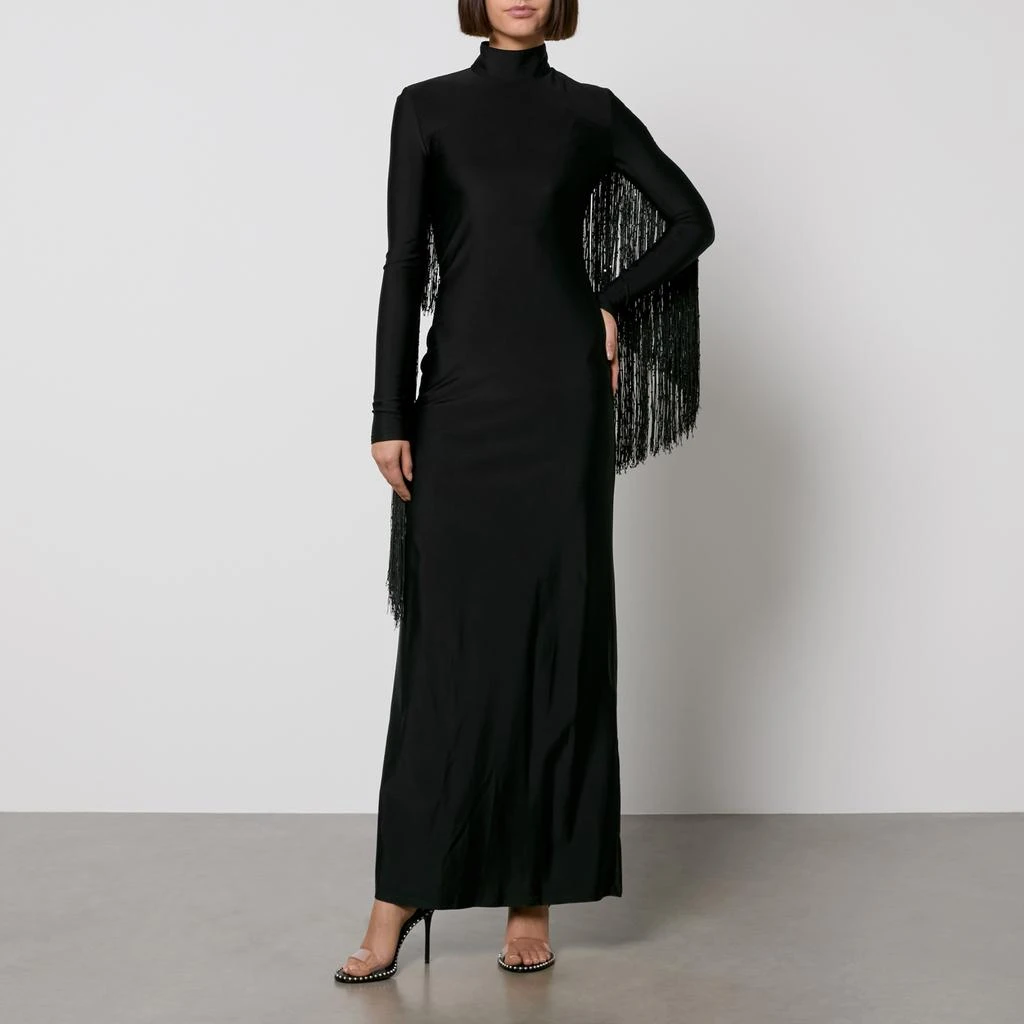 ROTATE Birger Christensen Rotate Birger Christensen Sequinned Fringed Stretch-Jersey Maxi Dress ...