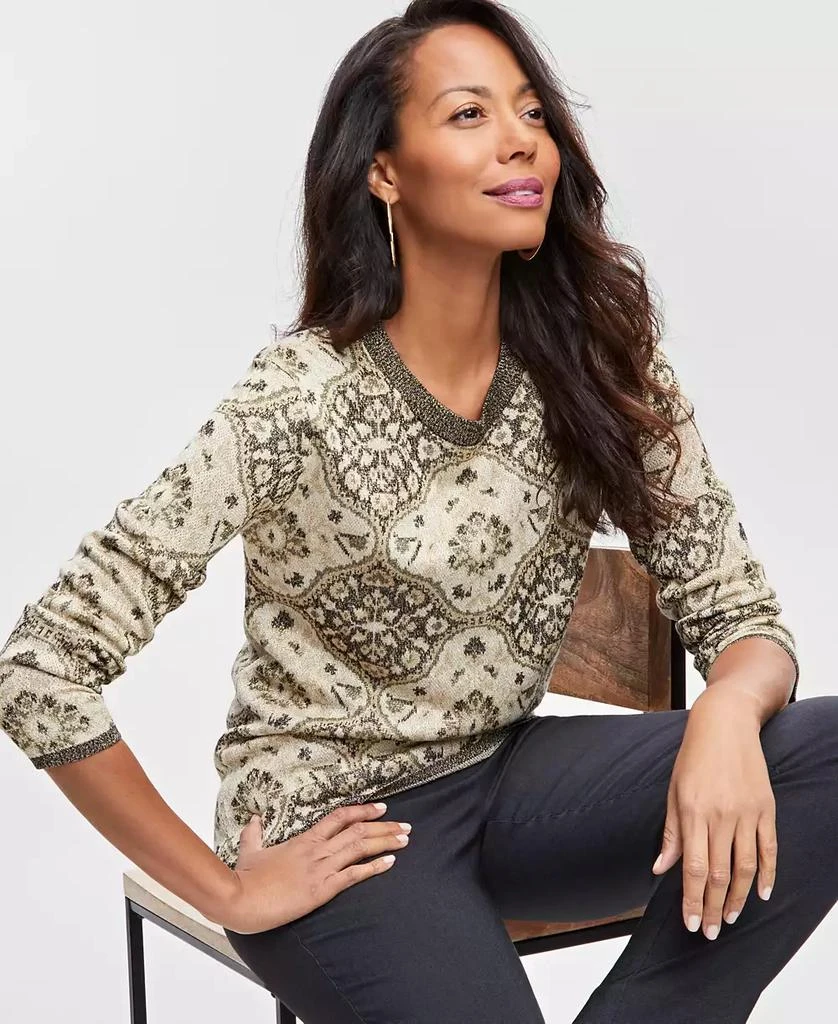 JM Collection Women's Printed Jacquard Sweater, Created for Macy's ...