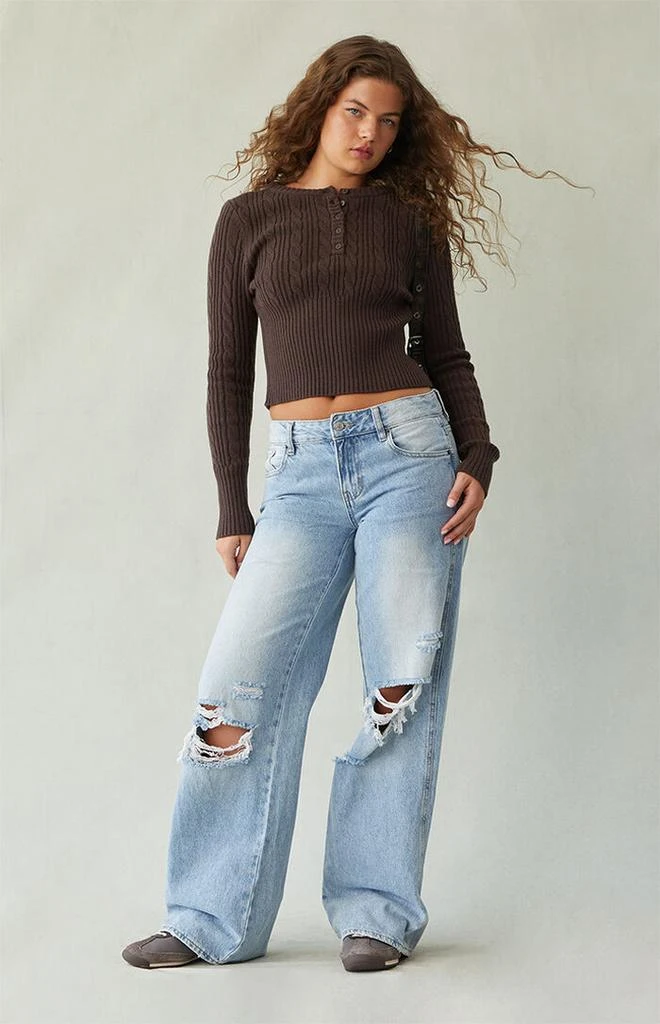 Casey Low Rise Baggy Jeans Ripped Knees Medium Indigo – On Sale Now ...