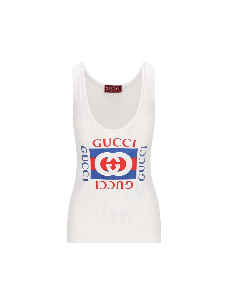 Shop Gucci Logo Printed Ribbed Tank Top on Sale at BeyondStyle – Get 47 ...