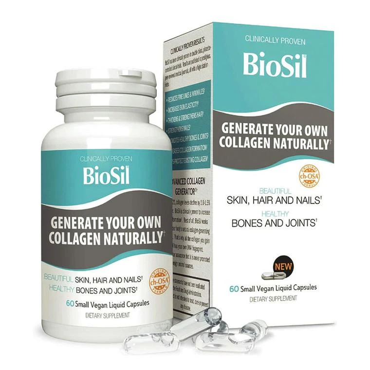 BioSil Collagen Supplement Biosil Generate Collagen Small Vegan Liquid Capsules for Skin, Bones ...
