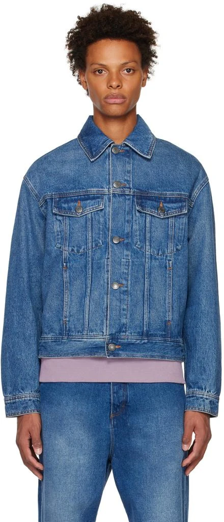AMI Blue Boxy Fit Denim Jacket - Jackets - BeyondStyle