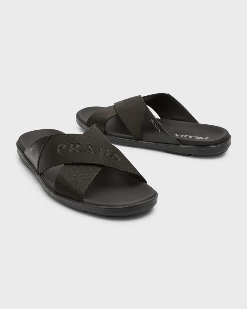 Prada Men's Nastro Web Logo Slide Sandals - Free Shipping - BeyondStyle