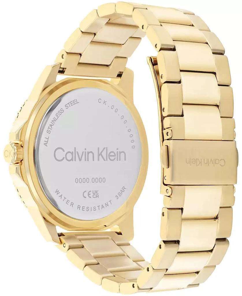 Calvin Klein Men's Three Hand Gold- Tone Stainless Steel Bracelet Watch ...