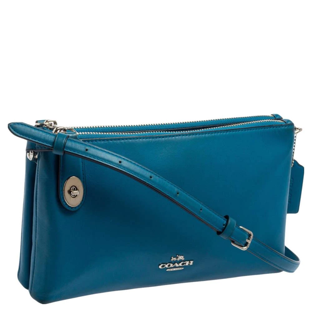 Coach Coach Teal Blue Leather Crosby Double Zip Crossbody Bag ...