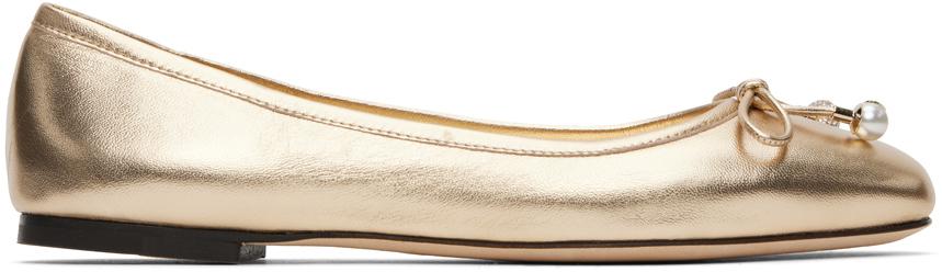 Jimmy Choo Gold Elme Ballerina Flats IT-36.5 - Shoes - Free Jimmy Choo Gold Elme Ballerina Flats IT-36.5 - Shoes - Free