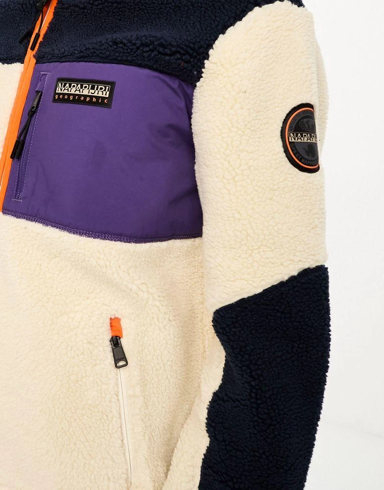 Napapijri Napapijri Yupik zip up hooded fleece jacket with logo patches ...