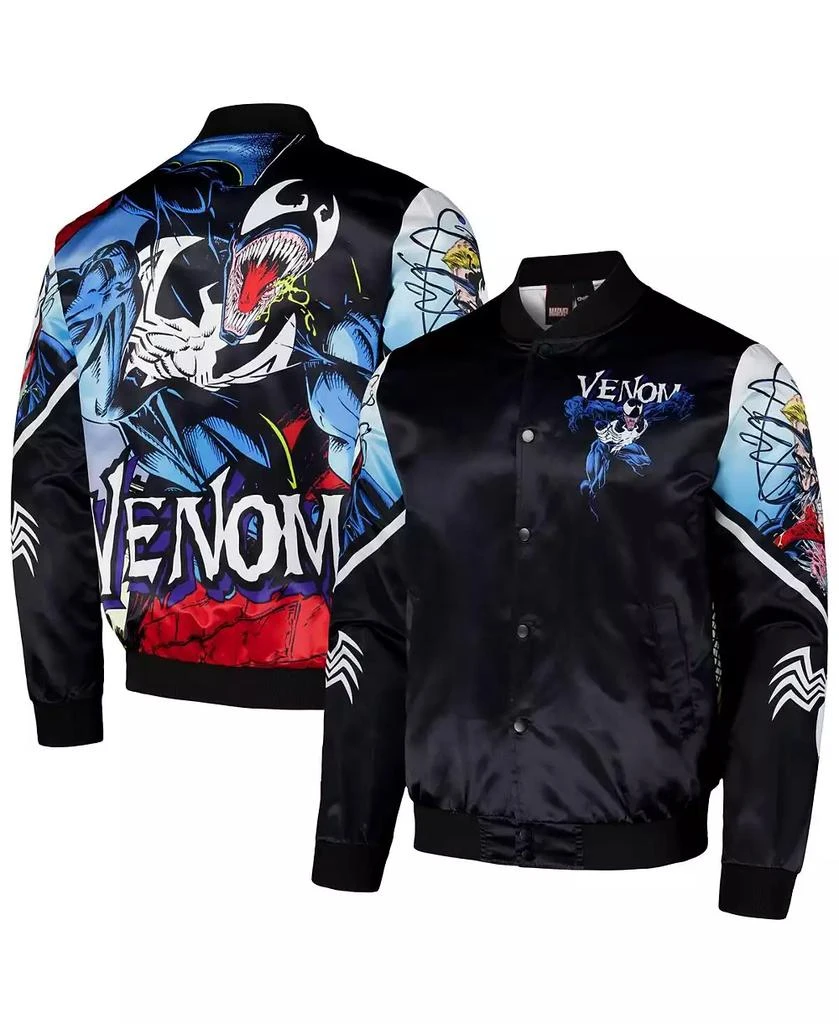 Chalk Line Men's Black/Blue Venom Symbiote Fanimation Satin Full-Snap ...
