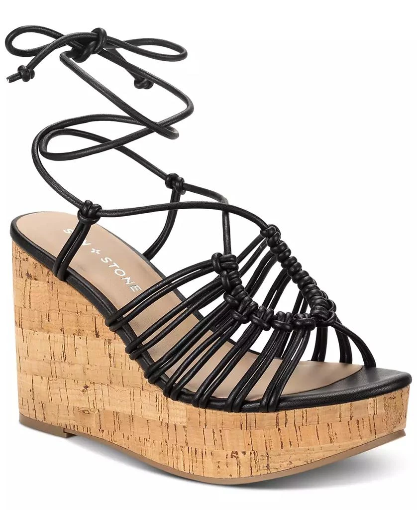Sun + Stone Women's Tillyy Strappy Lace Up Wedge Sandals, Created for ...