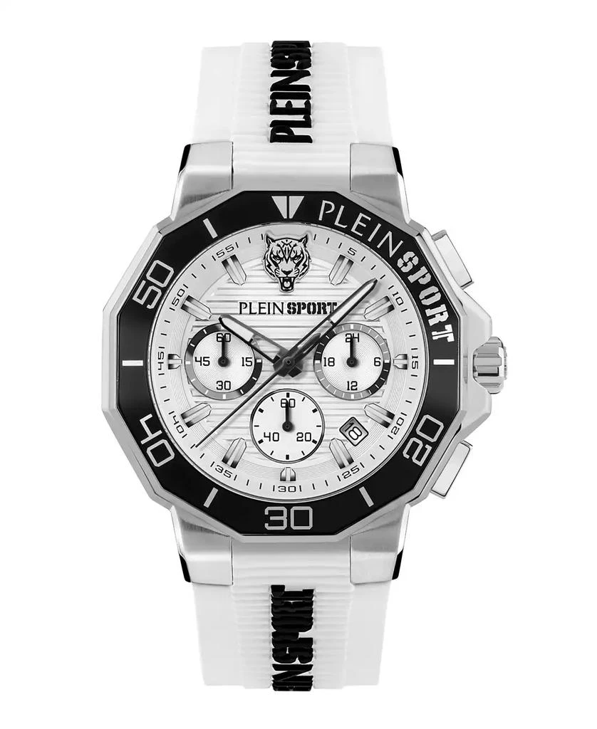 Plein Sport Men's Titan Chronograph Date Quartz White Silicone Strap ...