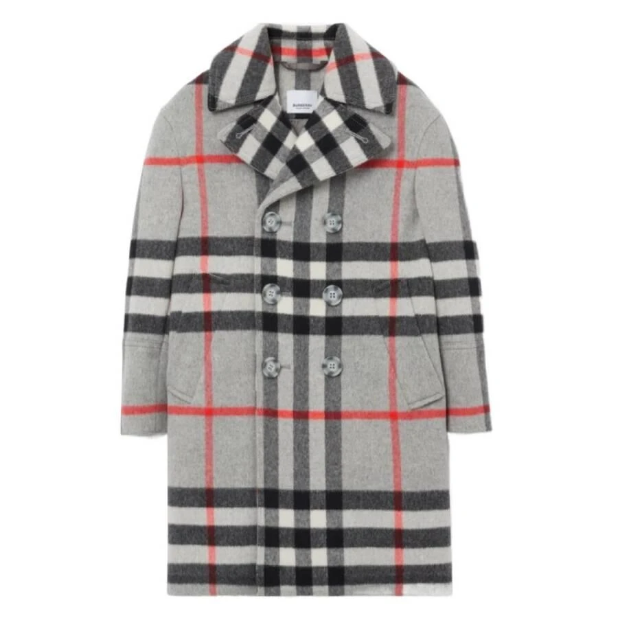 Shop Boys Monty Cool Charcoal Grey Check Wool Cashmere Blend Coat on ...